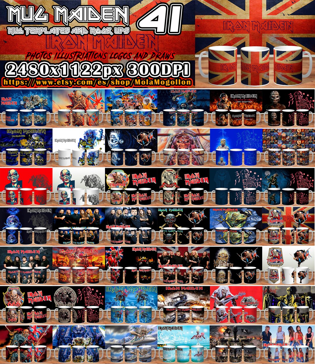 Heavy Metal Mug 41 Templaters for Mug 11 Oz and Mock Up - Etsy