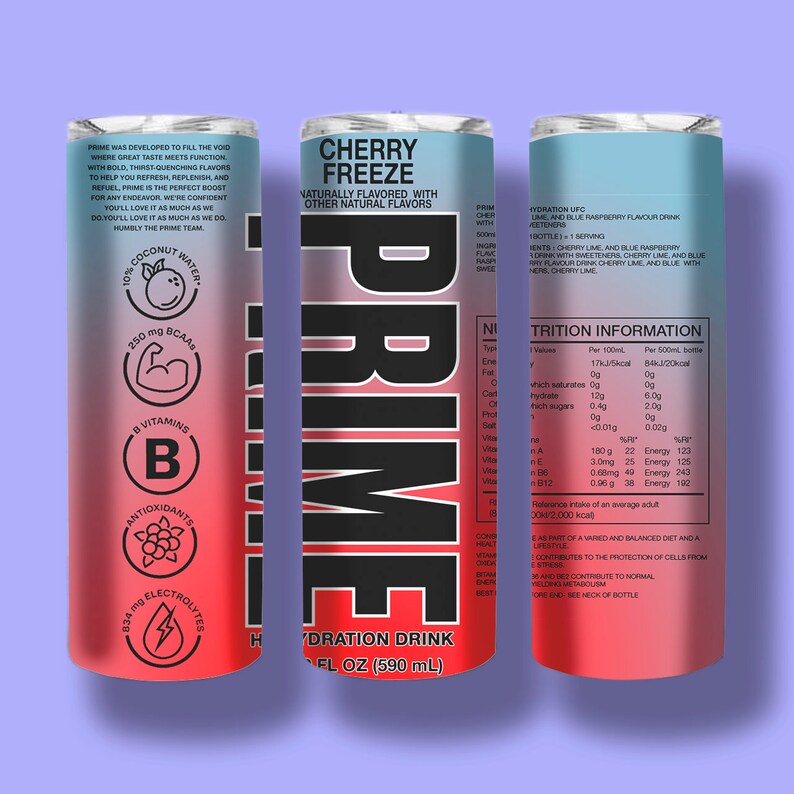 Prime Drink Cherry Freeze 4 Tumblers Templates 4 Mock Ups - Etsy