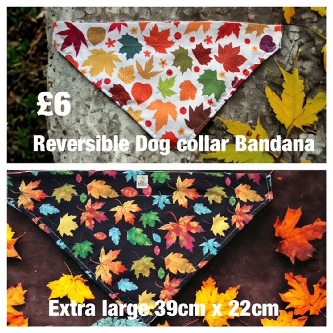 Extra Large Autumn/fall Reversible Dog Collar Bandana - Etsy