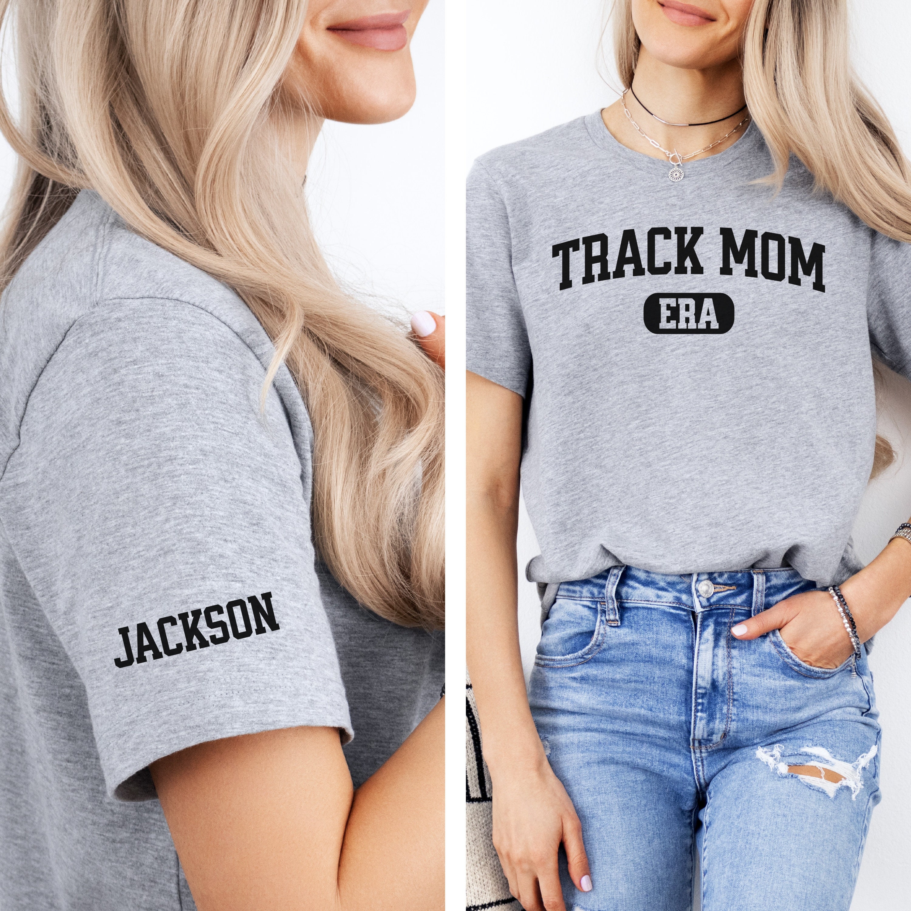 Custom Track Mom Era Shirt Varsity Font Personalized Kids Name Track ...