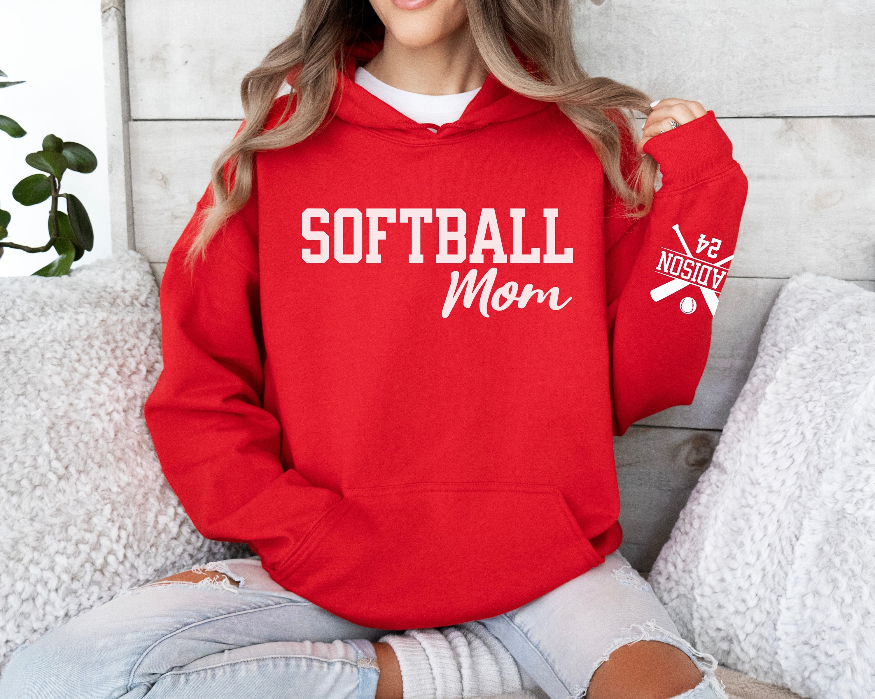 Personalized Softball Mom Sweatshirt Sleeve Print Custom Softball Mama ...