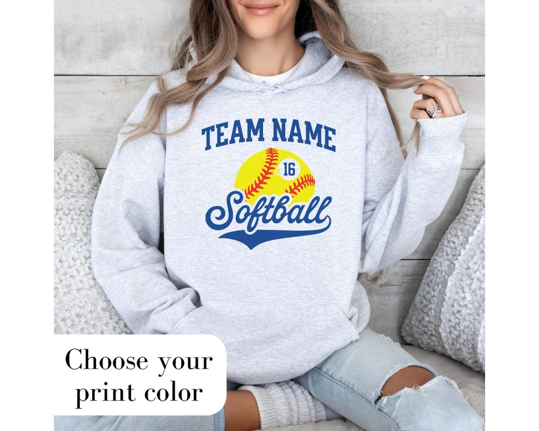 Personalized Softball Hoodie Custom Softball Sweatshirt Retro Softball ...