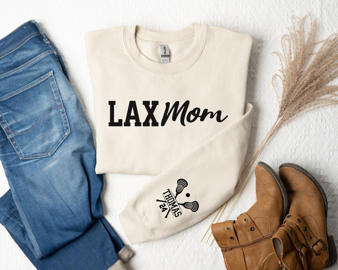 Custom Lacrosse Mom Sweatshirt Personalized Sleeve LAX Mom Crewneck ...