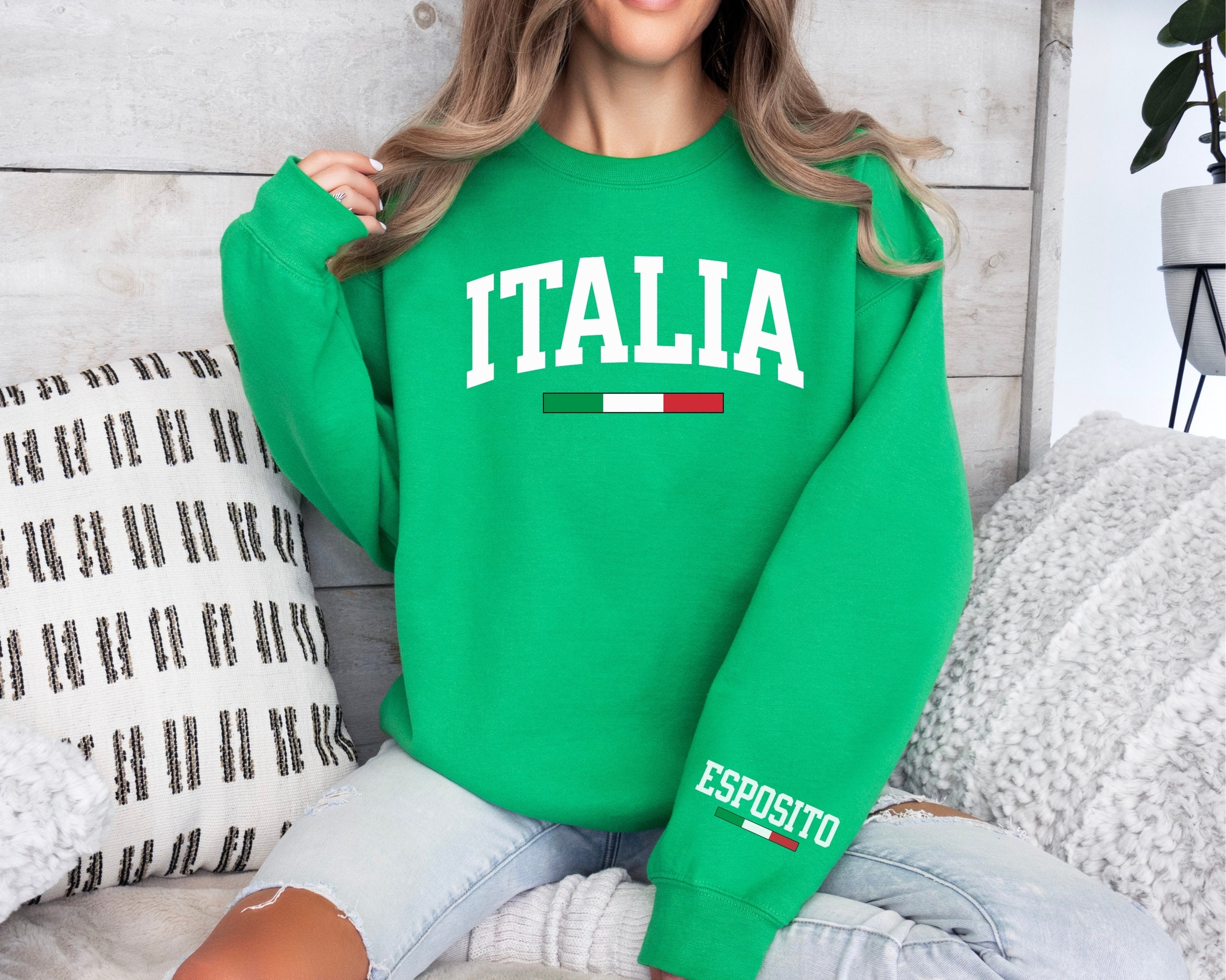Personalized Italia Sweatshirt Custom Name Sleeve Print Italian ...