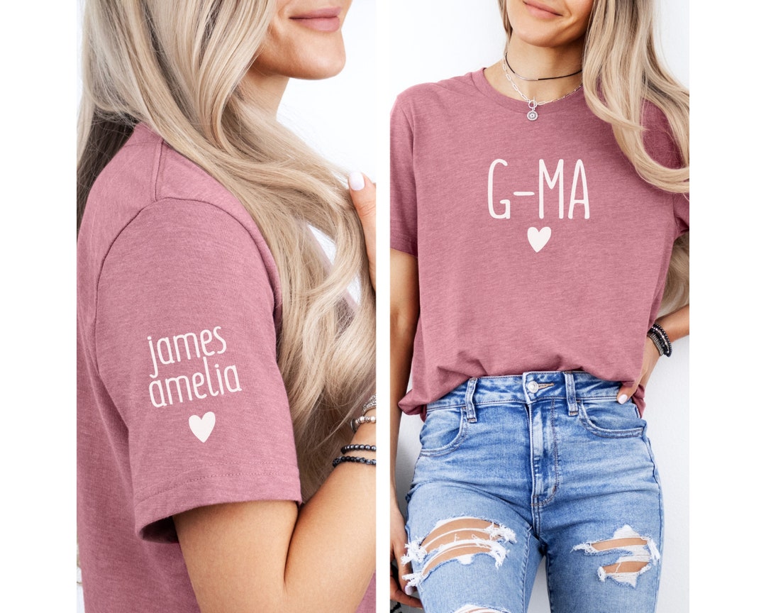 Custom G-MA Shirt Kids Names on Sleeve Print GMA T-shirt Custom G-MA ...