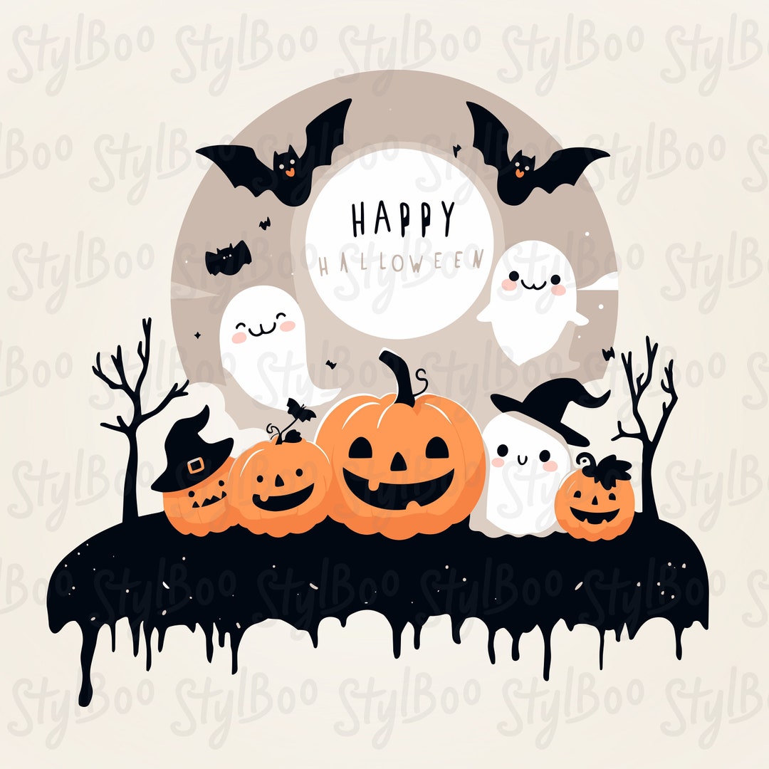 Halloween SVG, Ghost & Pumpkin, Ghost SVG, Halloween Bat, Svg File for ...
