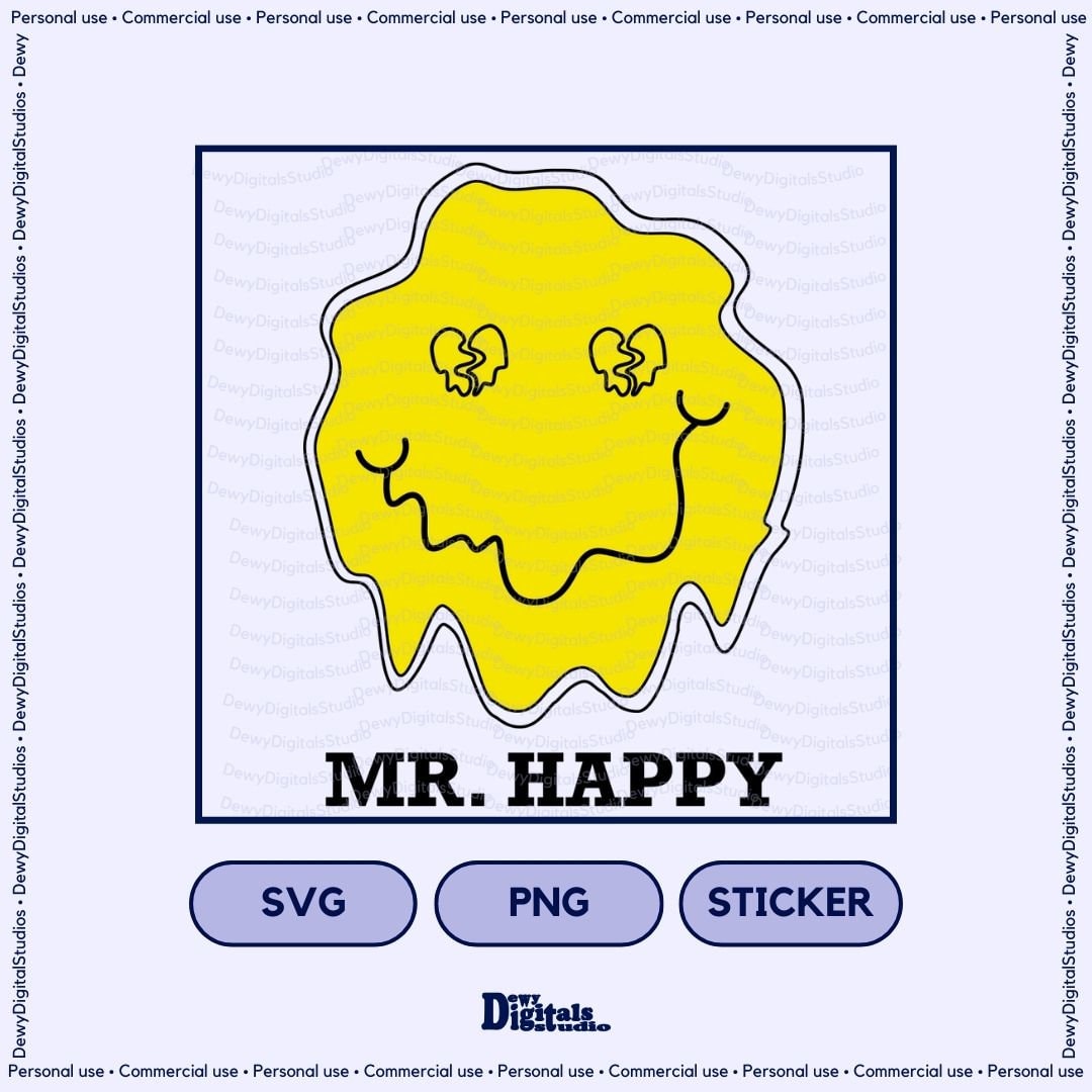 Mr Happy SVG | PNG | Sticker | Digital | Y2K | Sad | Trendy Art | Retro ...