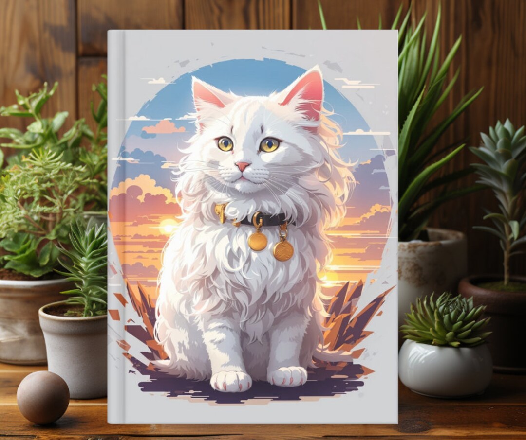 Cute Cat Journal,white Cat Sketchbook,cat Vector Illustration ...