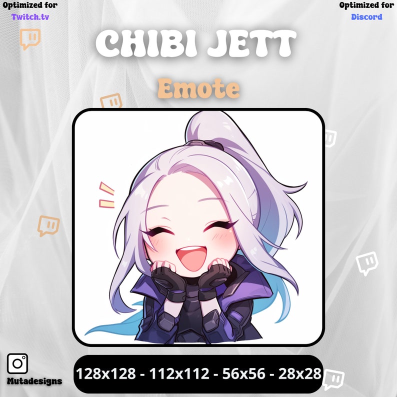 Emote Jett Chibi Valorant Happy for Twitch & Discord - Etsy Australia