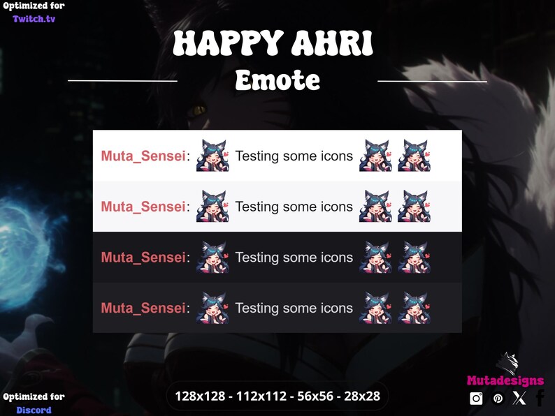Emote - Ahri League of Legends Happy for Twitch & Discord - Etsy