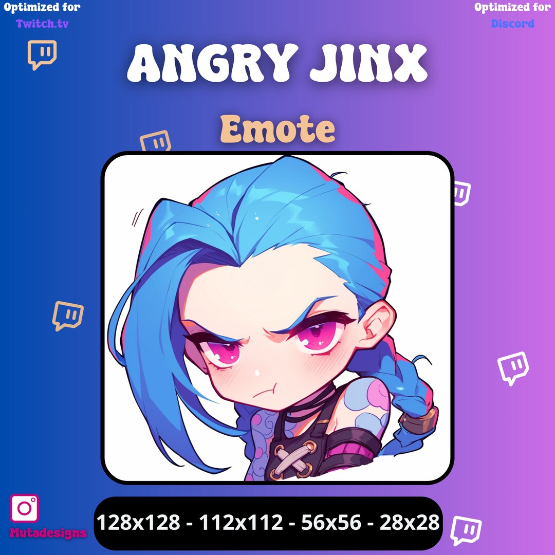 Emote Jinx Chibi League of Legends Angry for Twitch & Discord - Etsy