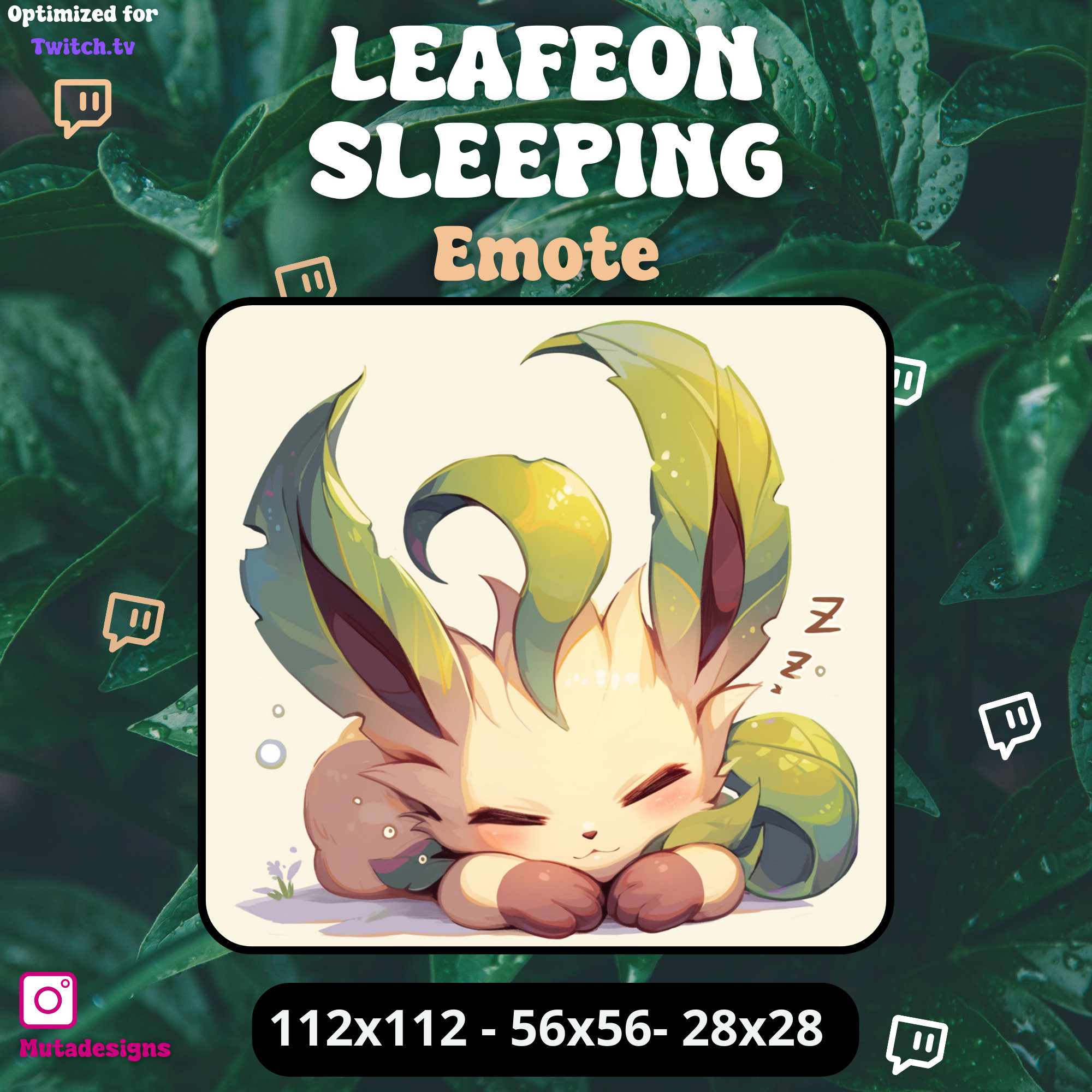Emote Leafeon Pokemon Sleeping Phyllali Sleeping Pokemon Eevee Vibes ...