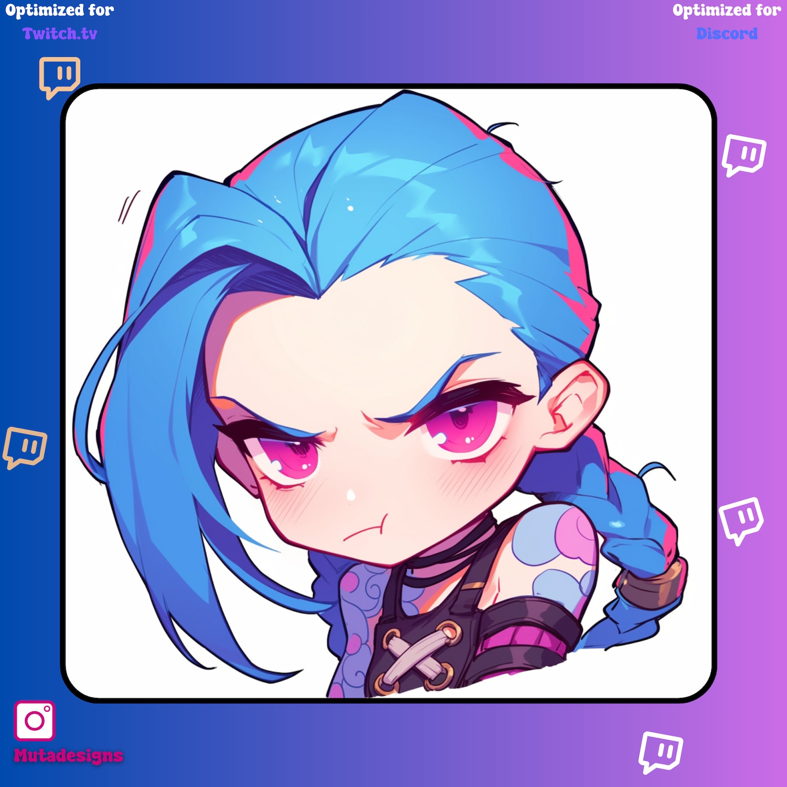 Emote Jinx Chibi League of Legends Angry for Twitch & Discord - Etsy