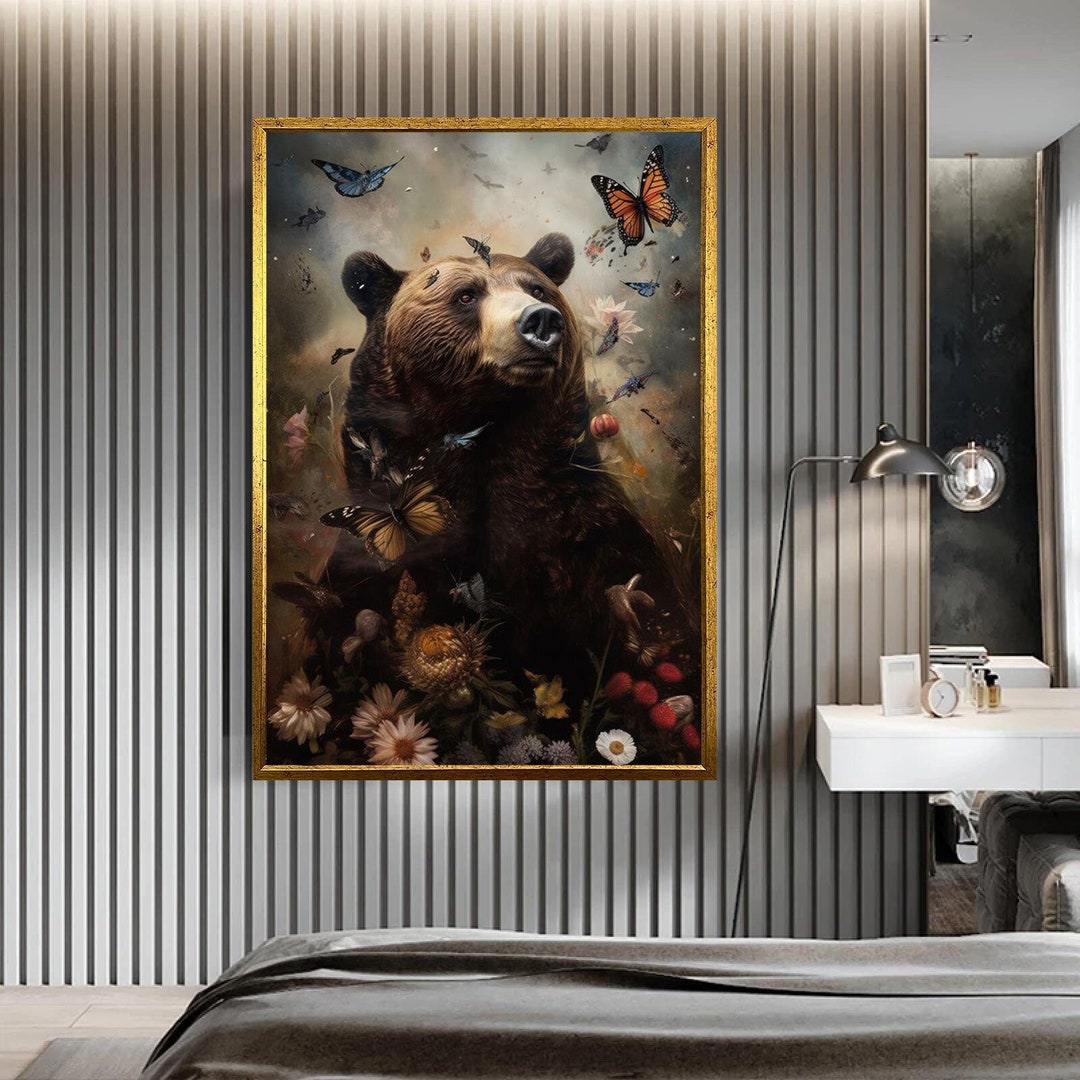 Bear Canvas Wall Art,bear Art Prints,bear and Nature Paintings Wall Art ...