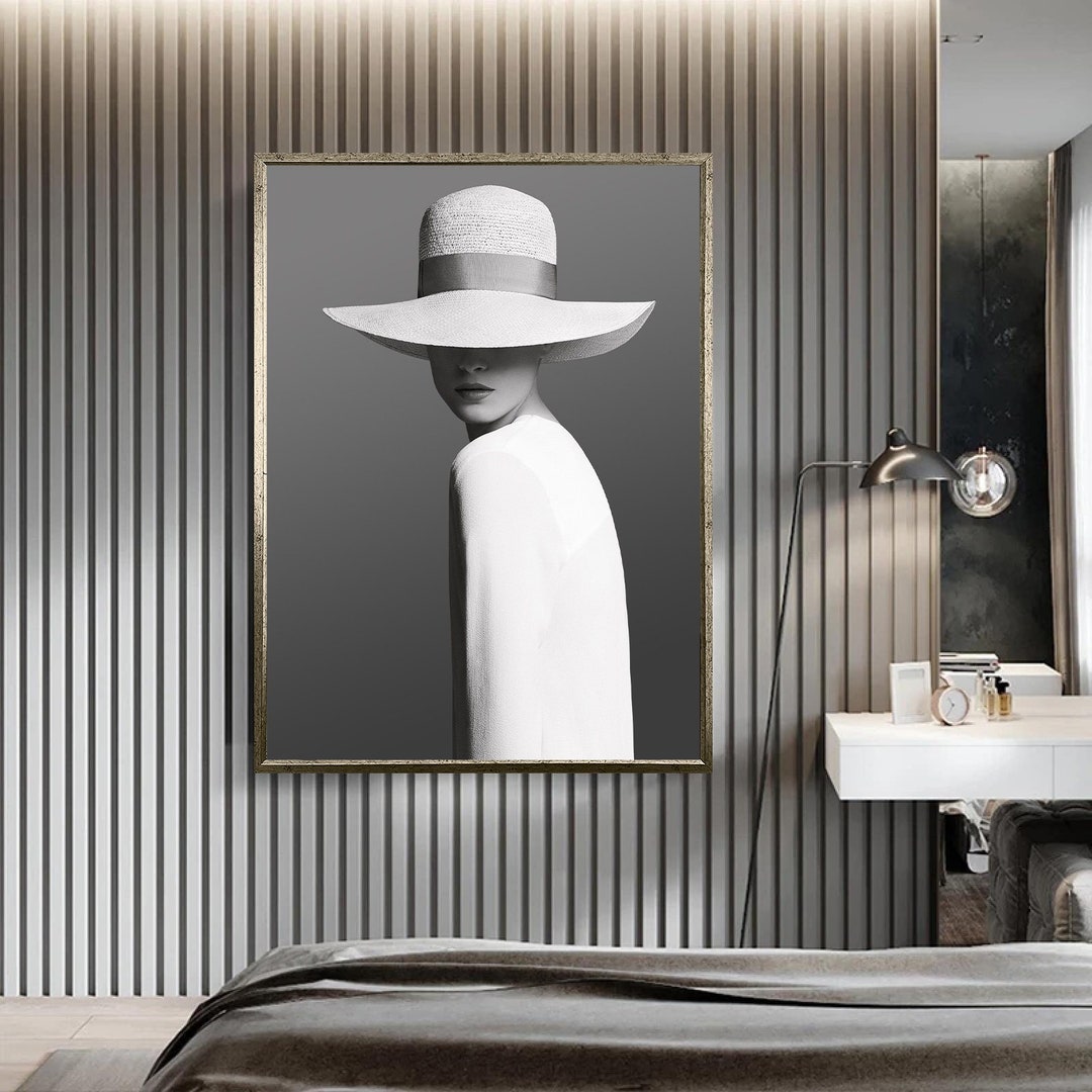 White Woman With Hat Canvas Print Wall Print, Original Design Table ...