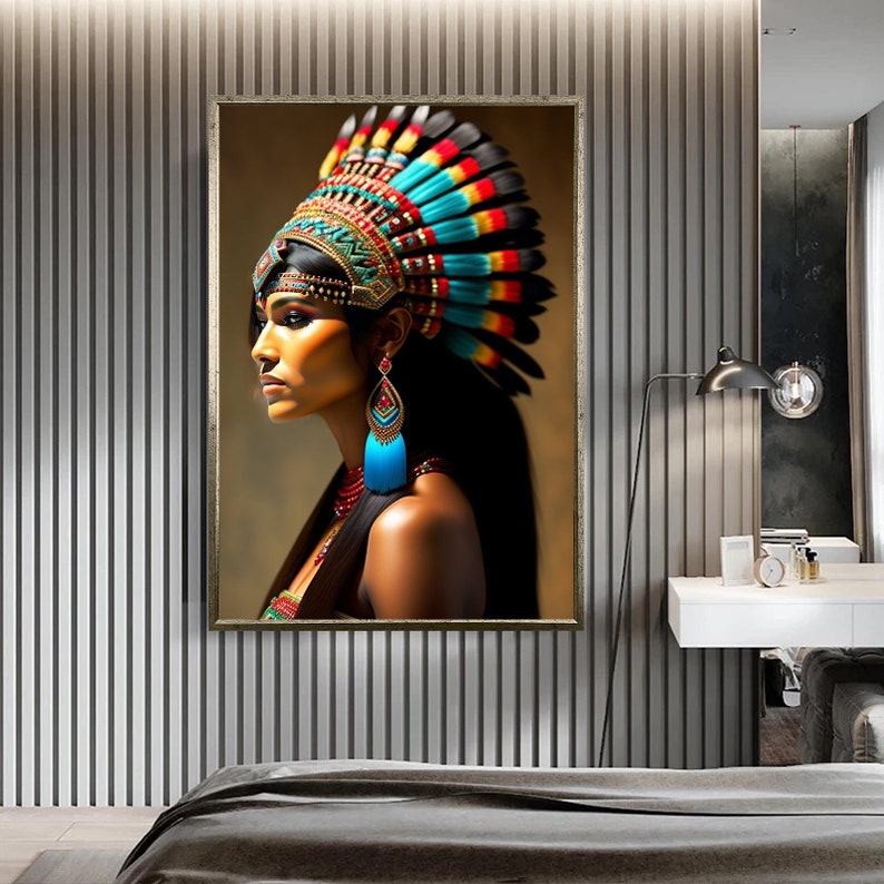 American Indian Art Indian Woman Canvas Print Indian Wall Art Native ...