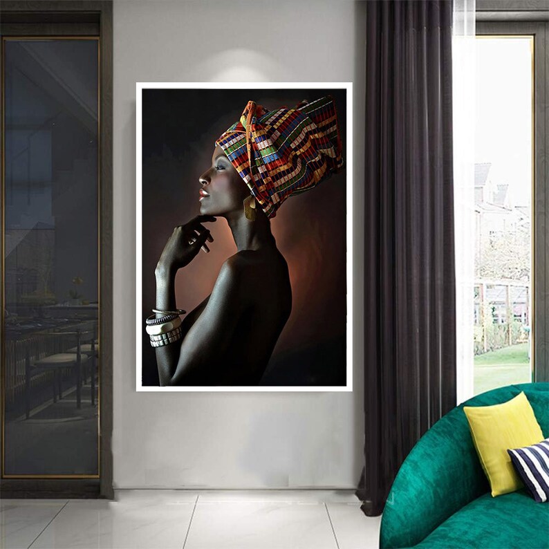 African Woman Canvas Wall Art, Black Woman Canvas Print, Woman Portrait, Print Canvas Wall Decor ...