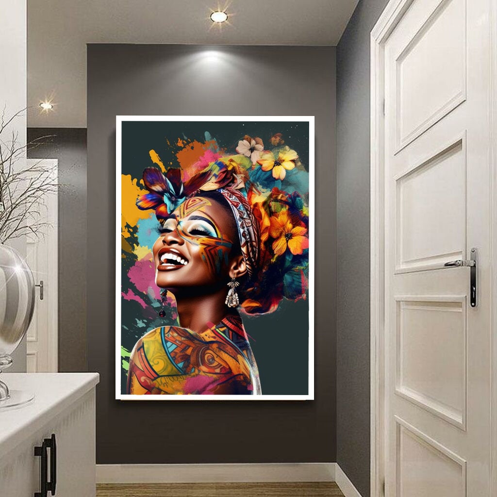 African Woman Wall Art ,african Woman Canvas Print,african American Home Decor ,african Wall ...