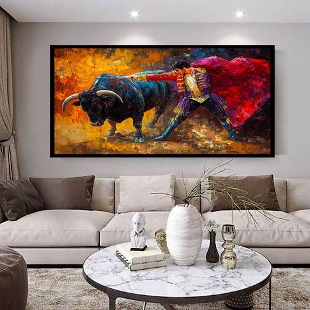 Spanish Matador Bullfighter Acrylic Painting, Corrida Original Oil ...