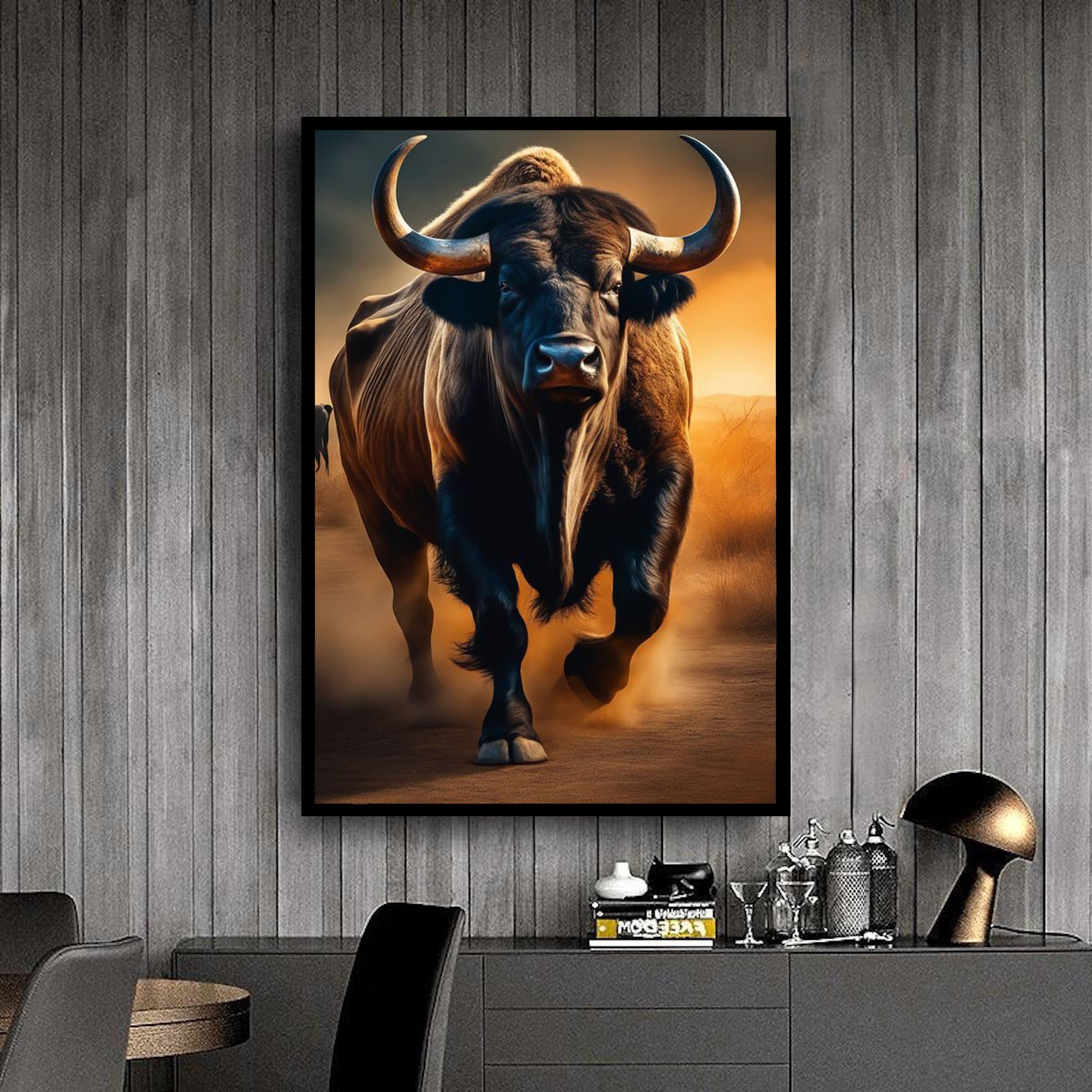 Bull Canvas Wall Art,animals Home Decor,bull Home Decor, Bull Canvas ...
