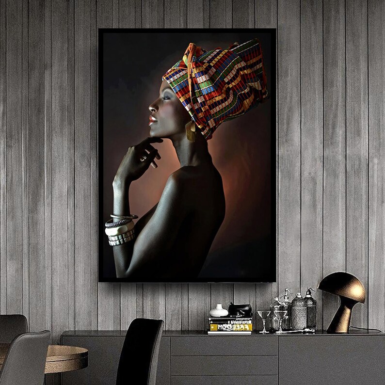 African Woman Canvas Wall Art, Black Woman Canvas Print, Woman Portrait, Print Canvas Wall Decor ...