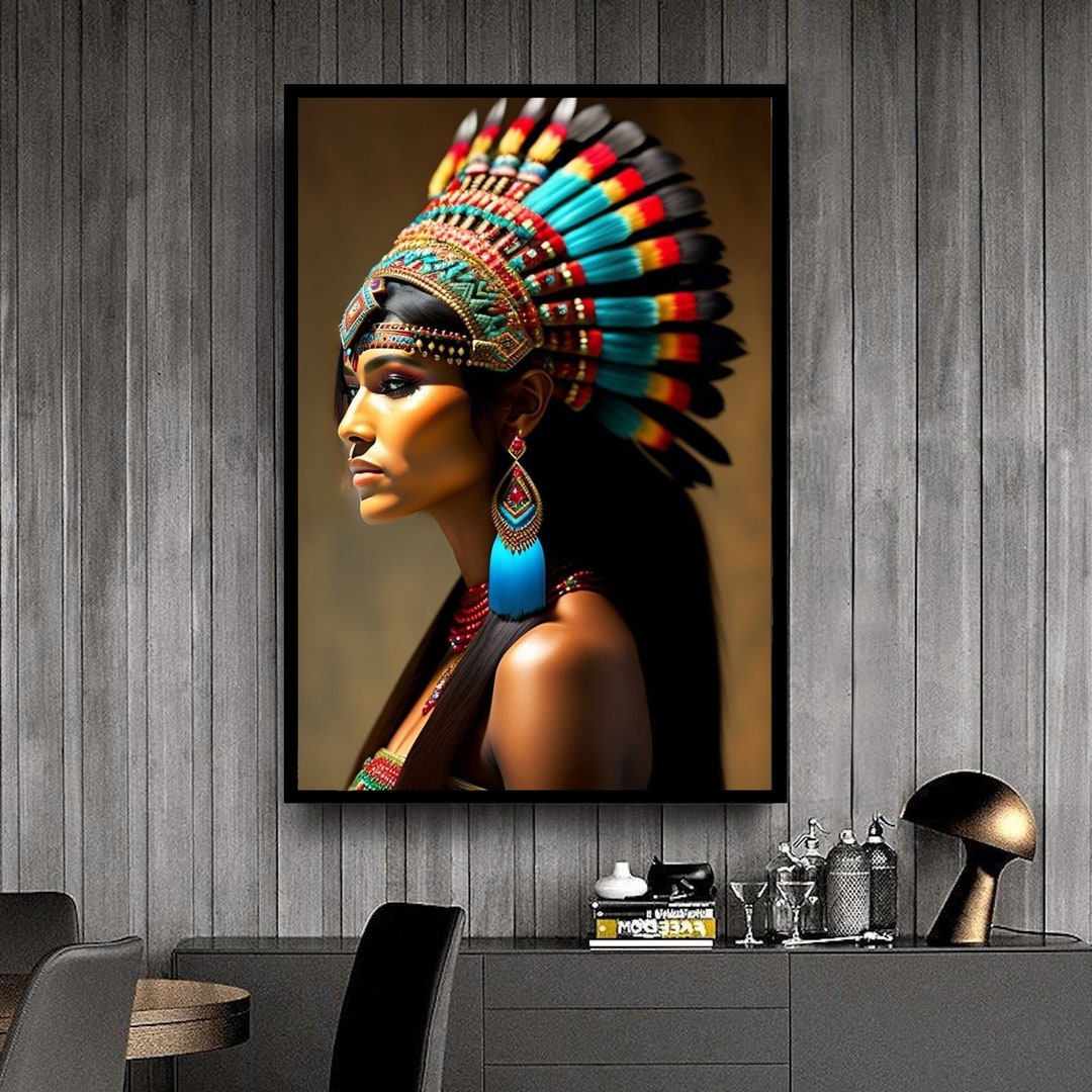 American Indian Art Indian Woman Canvas Print Indian Wall Art Native ...