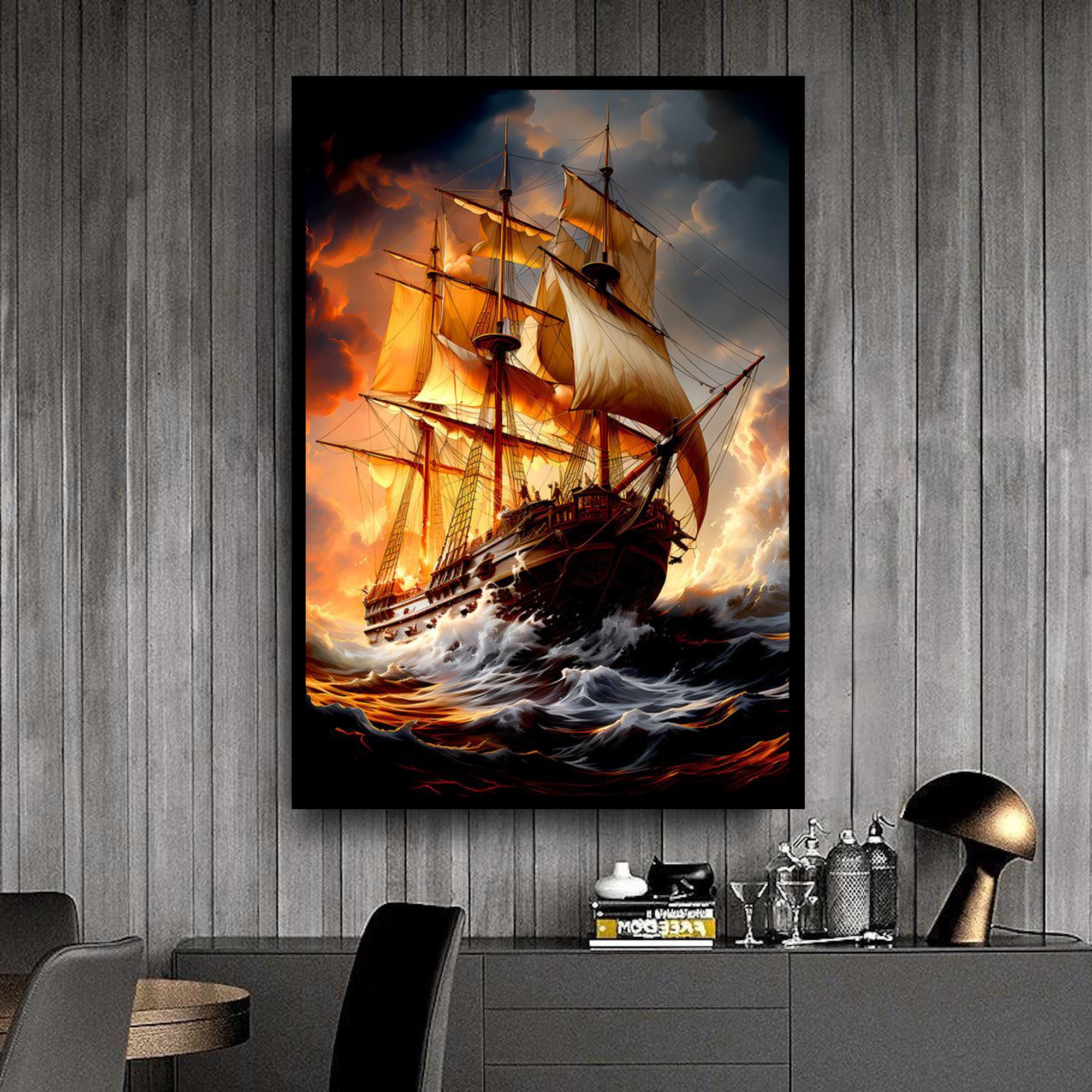 Ship Canvas Wall Art , Pirate Ships Canvas Print , Sailing Ship Canvas ...