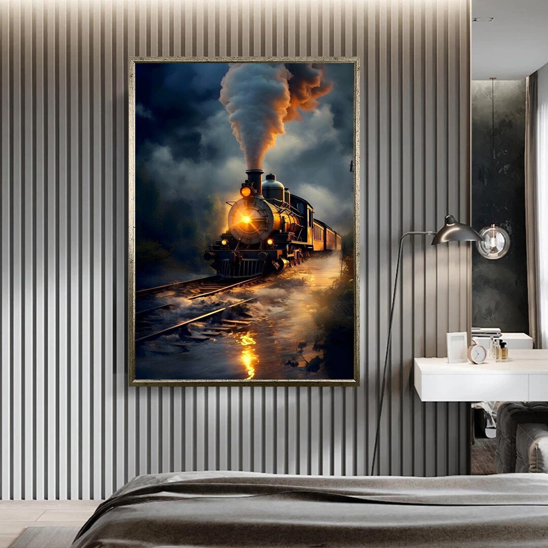 Black and Red Train Poster, Locomotive Wall Art, Train Smoke Poster ...