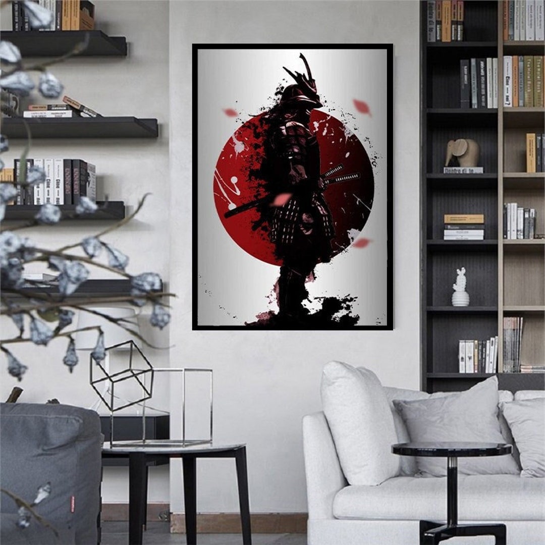 Samurai Canvas Wall Art, Samurai and Eagle Canvas Print, War Art ...