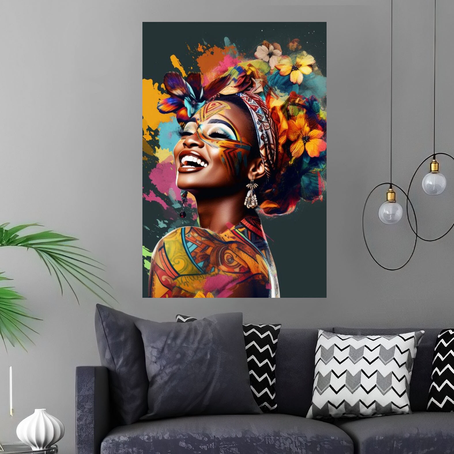African Woman Wall Art ,african Woman Canvas Print,african American Home Decor ,african Wall ...