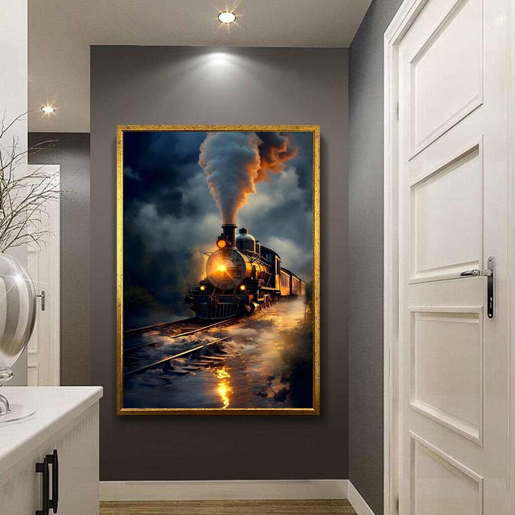 Black and Red Train Poster, Locomotive Wall Art, Train Smoke Poster ...
