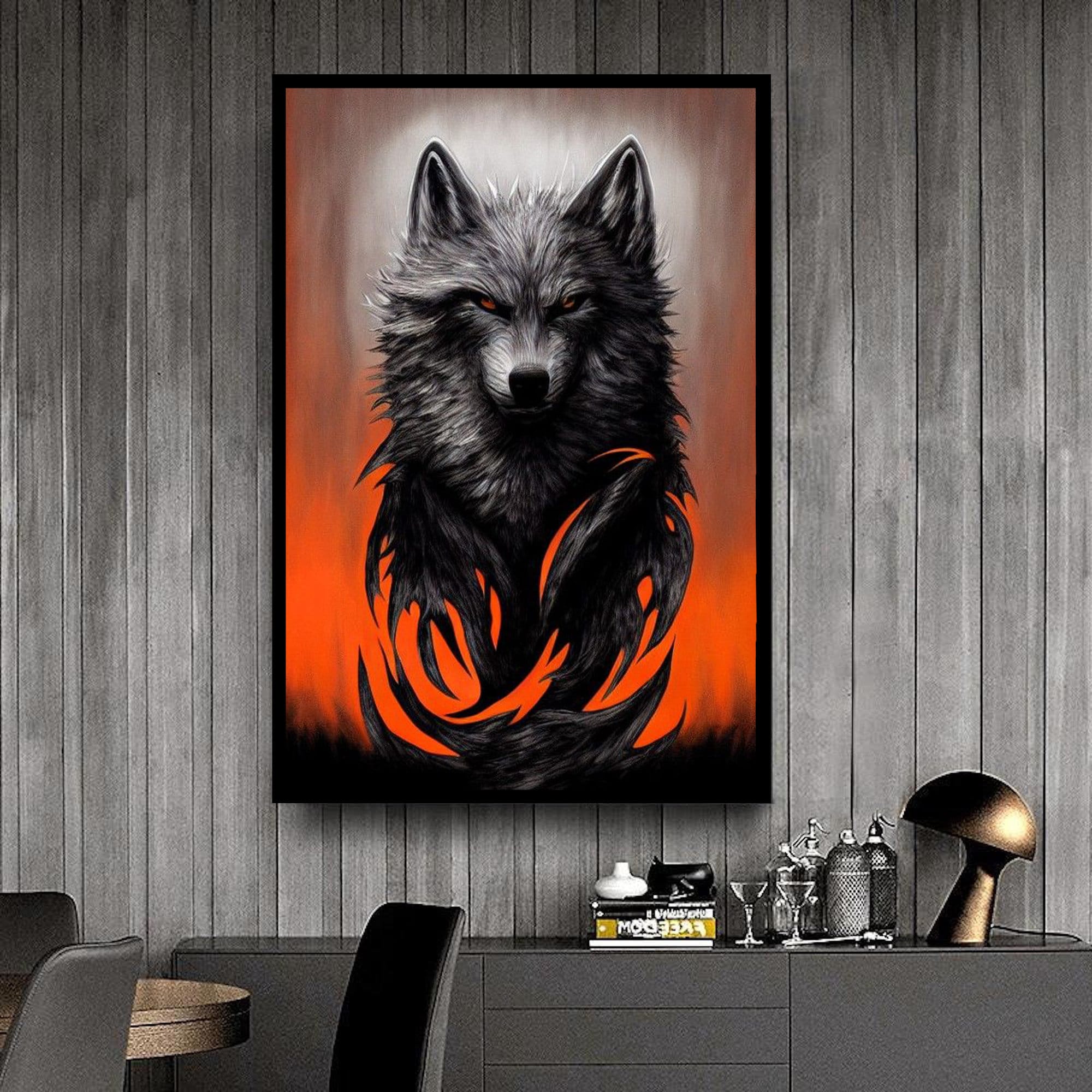 Wolf Print on Canvas, Wolf Wall Decor, Extra Large Wall Art, Farmhouse ...