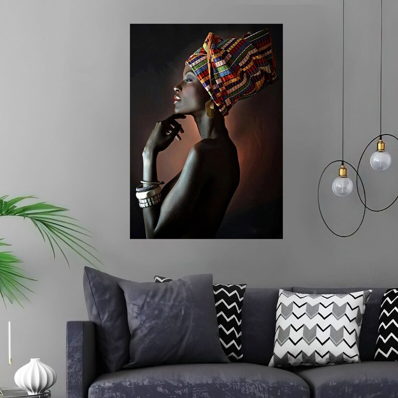 African Woman Canvas Wall Art, Black Woman Canvas Print, Woman Portrait, Print Canvas Wall Decor ...