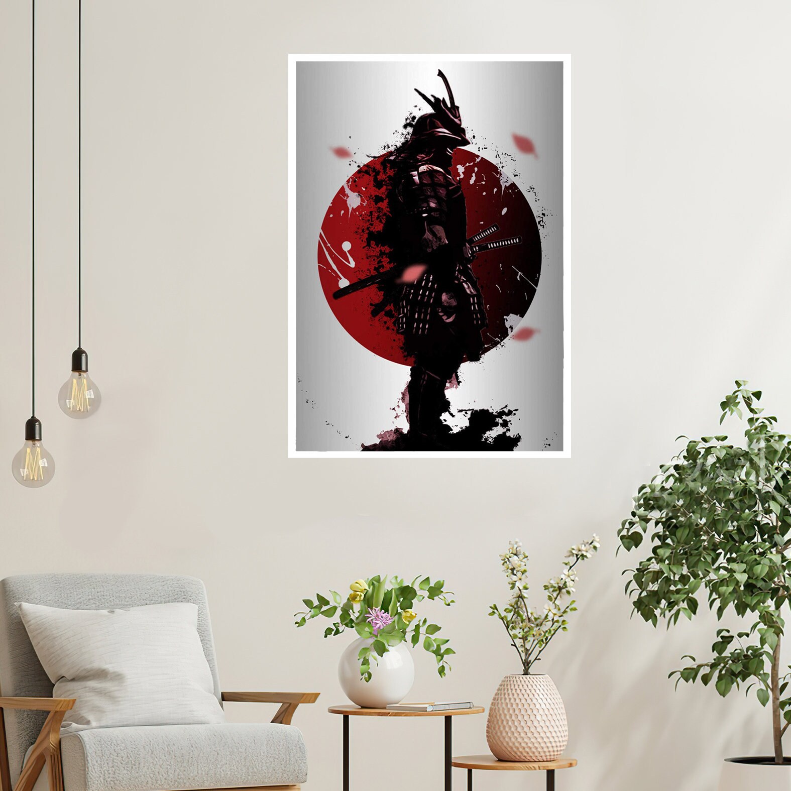 Samurai Canvas Wall Art, Samurai and Eagle Canvas Print, War Art ...