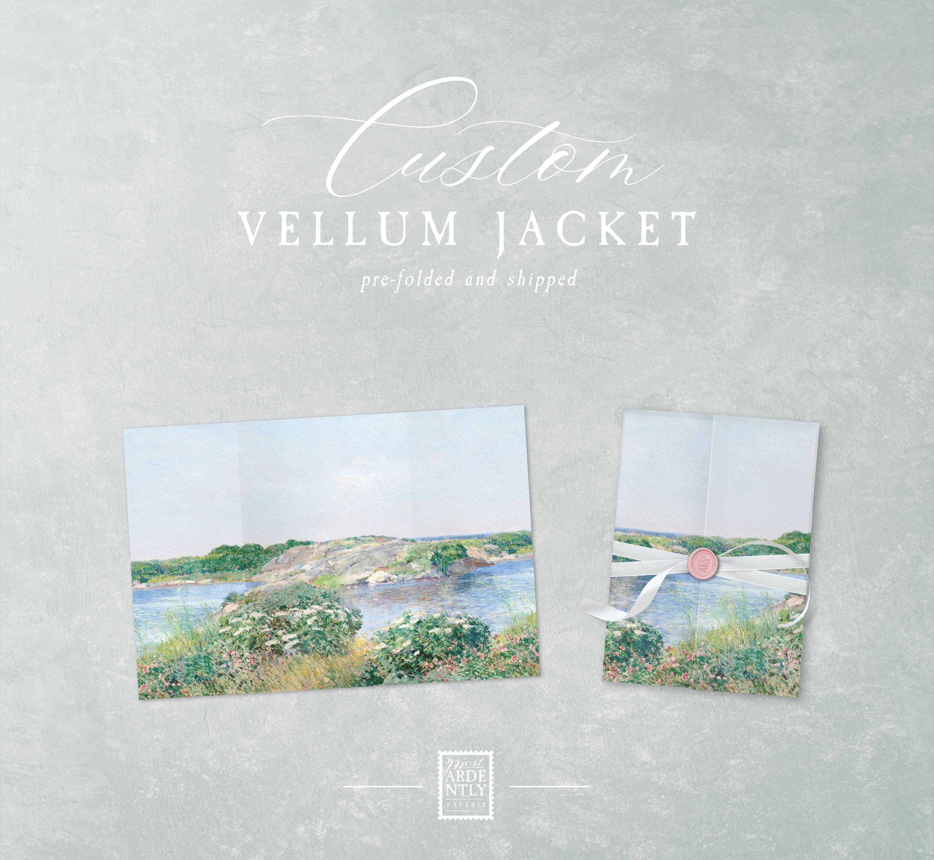 Custom Vellum Invitation Jacket Wrap: Printed & Folded Wedding ...