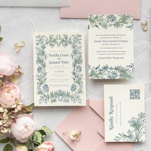 Dainty Cottage Core Wedding Invitation, Editable Wedding Templates, DIY ...