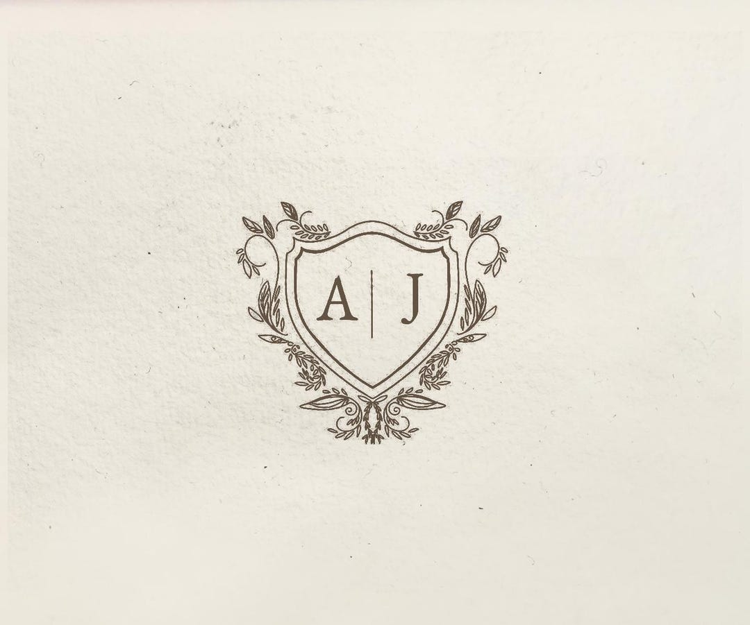Custom Monogram Crest Custom Wedding Crest PNG Illustrated Personalized ...