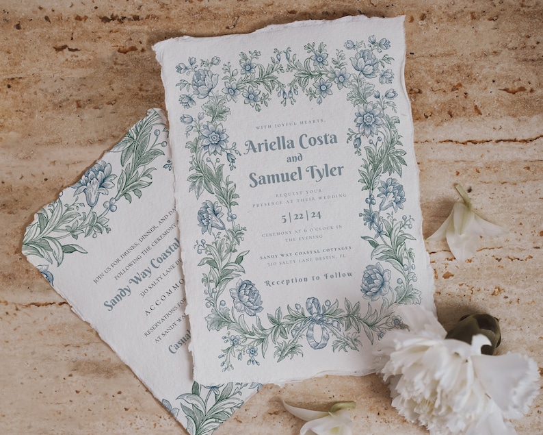 Dainty Cottage Core Wedding Invitation, Editable Wedding Templates, DIY ...