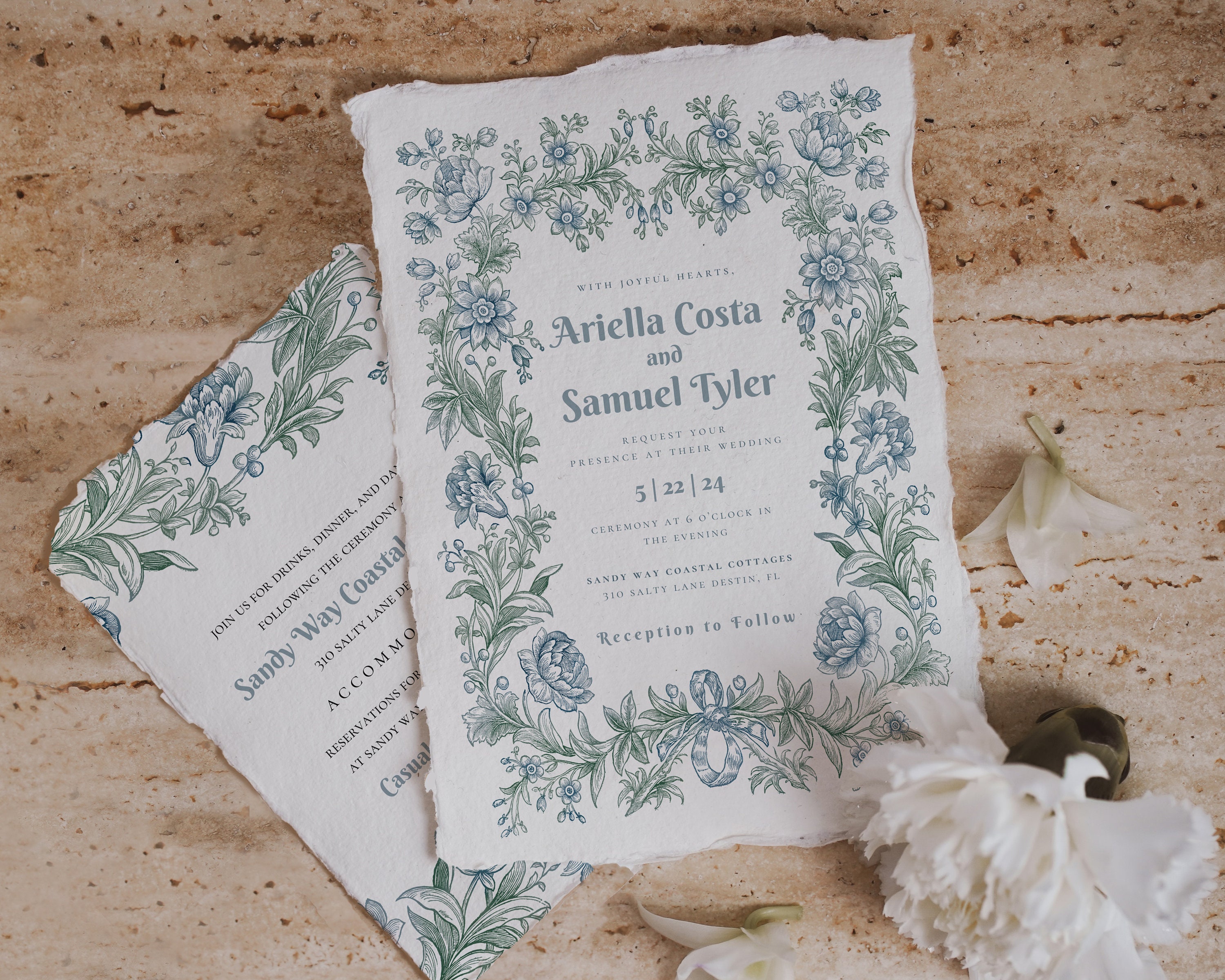 Cottage Core Wedding Invitation Template: Floral Garden Design (DIY ...