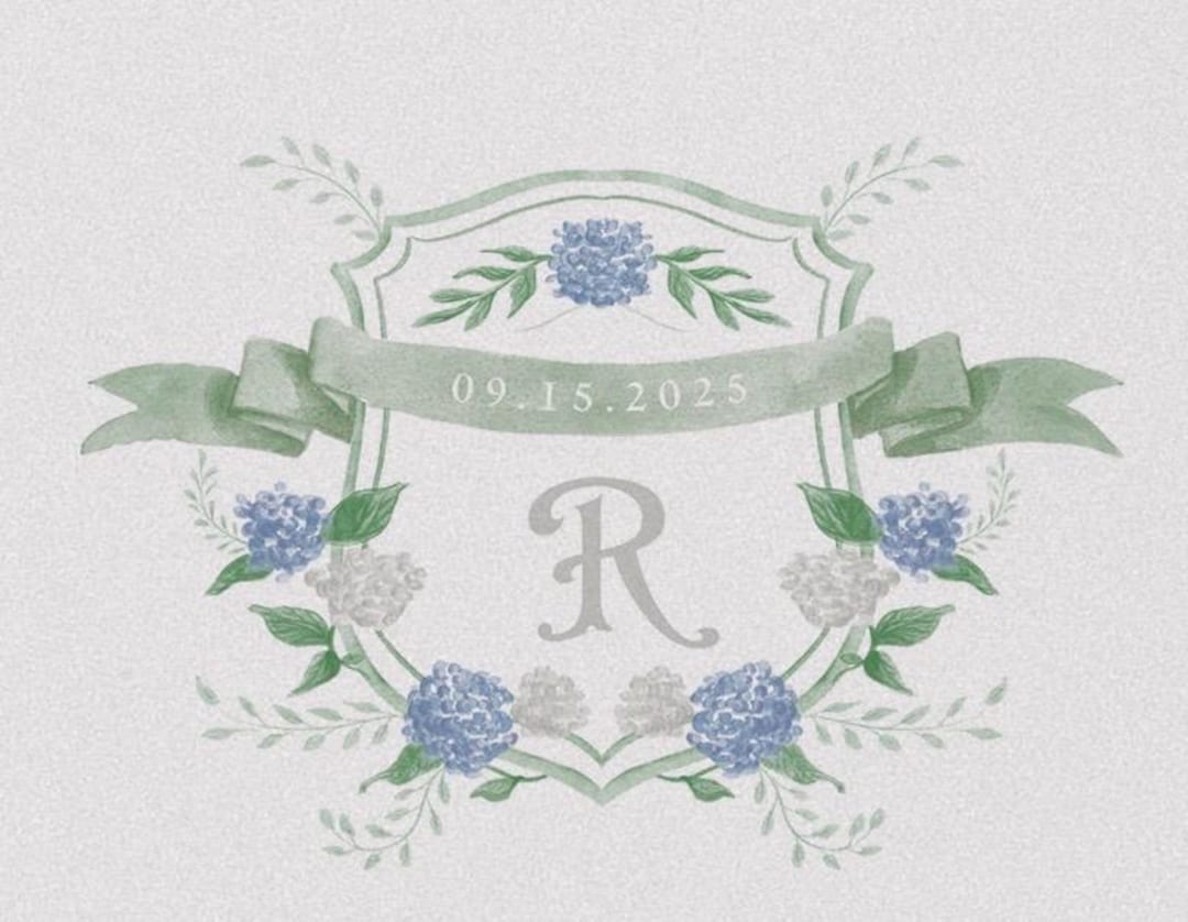 Custom Wedding Crest: Illustrated Monogram, Personalized Initials ...