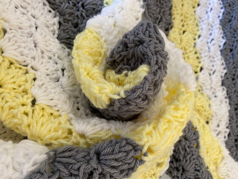 Yellow and Gray Crocheted Baby Blanket - Etsy