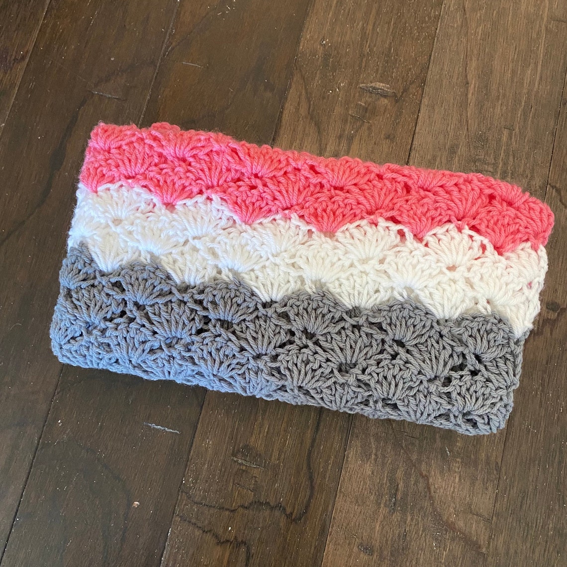 Pink and Grey Crocheted Baby Blanket - Etsy