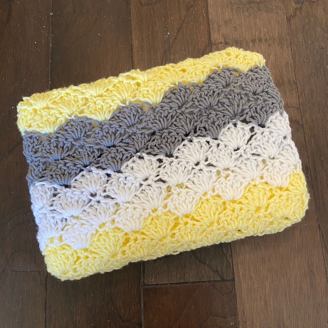 Yellow and Gray Crocheted Baby Blanket - Etsy