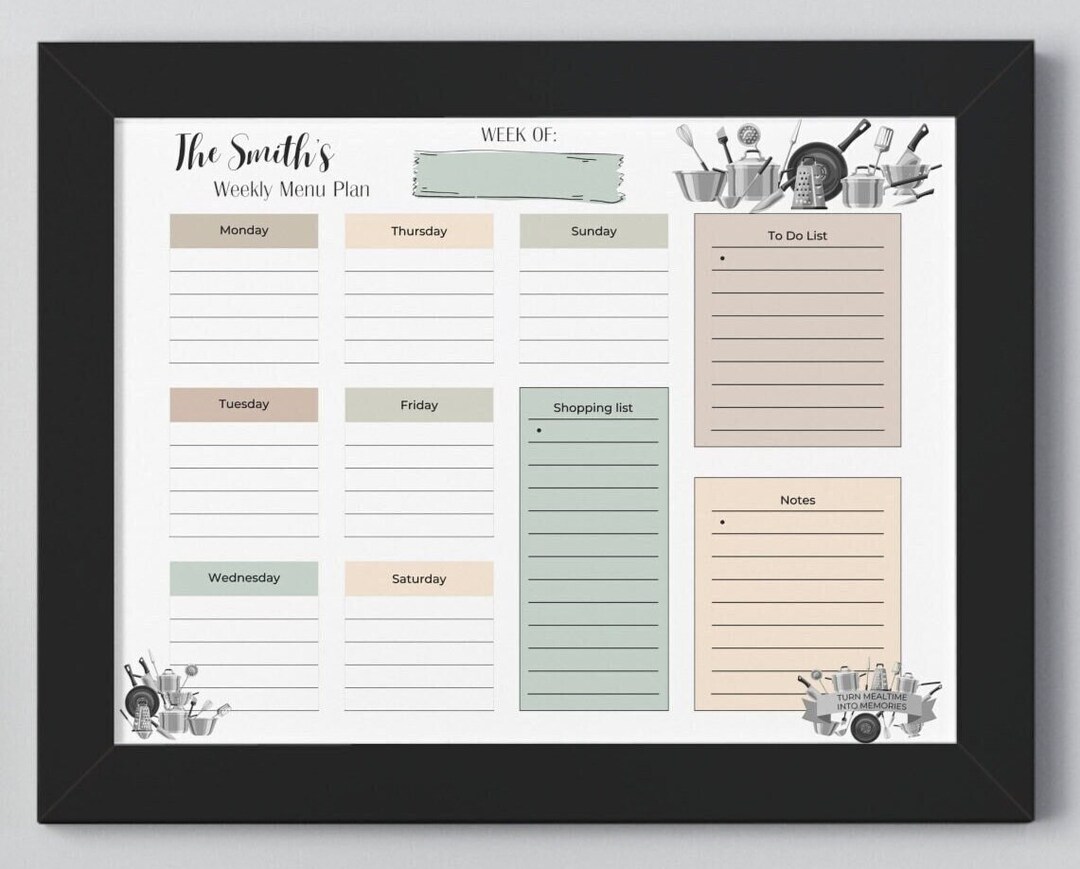Personalized Acrylic Dry Erase Board, Weekly Menu Planner, Mom Gift ...