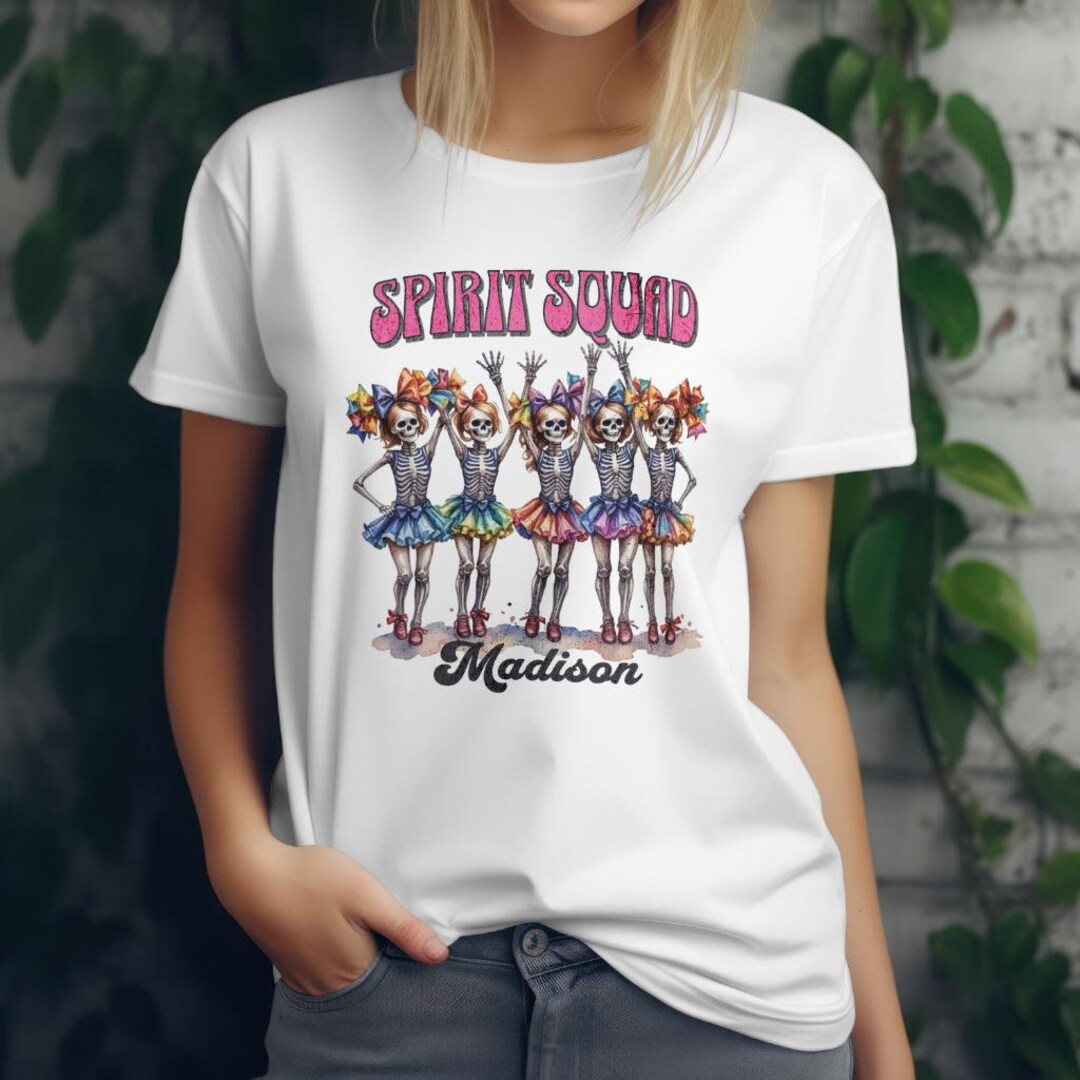 Personalized Cheer Skeleton, Spirit Squad Tshirt, Halloween Tshirt ...