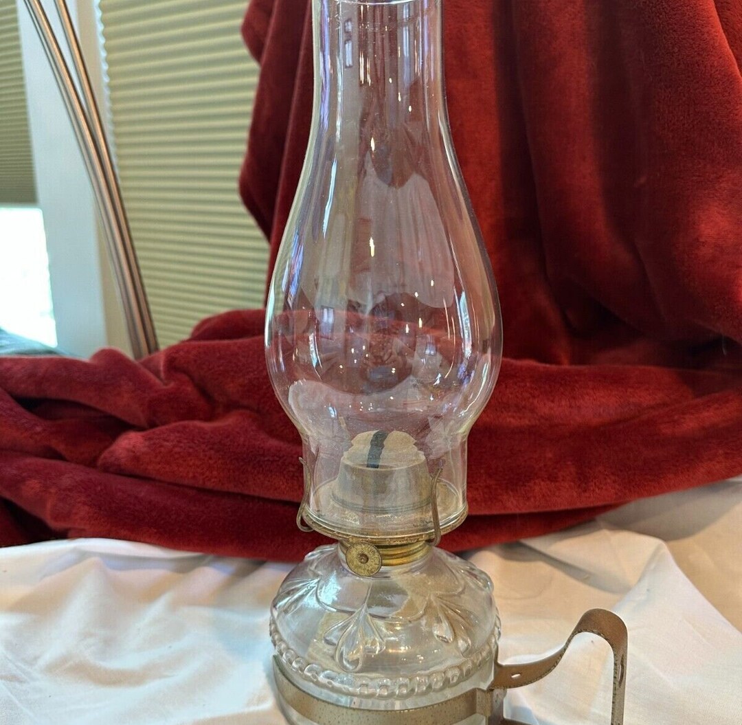 Antique 13.5 Glass Kerosene Oil Lamp W/ Handle - Etsy