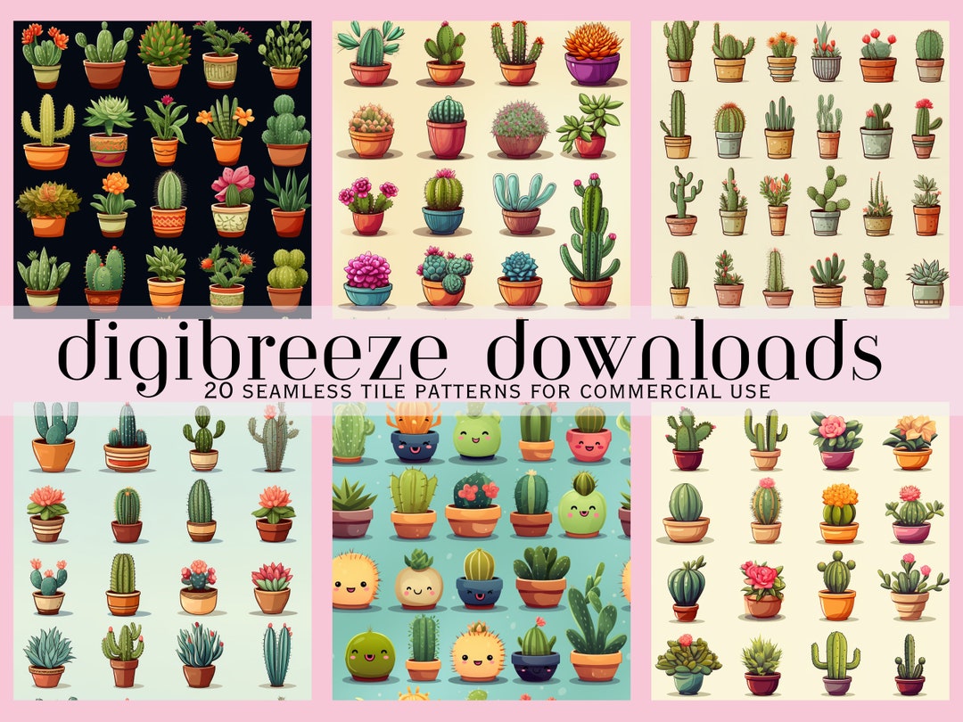 20 Cactus Seamless File, Cacti Tile Pattern, Plants Pattern - Etsy