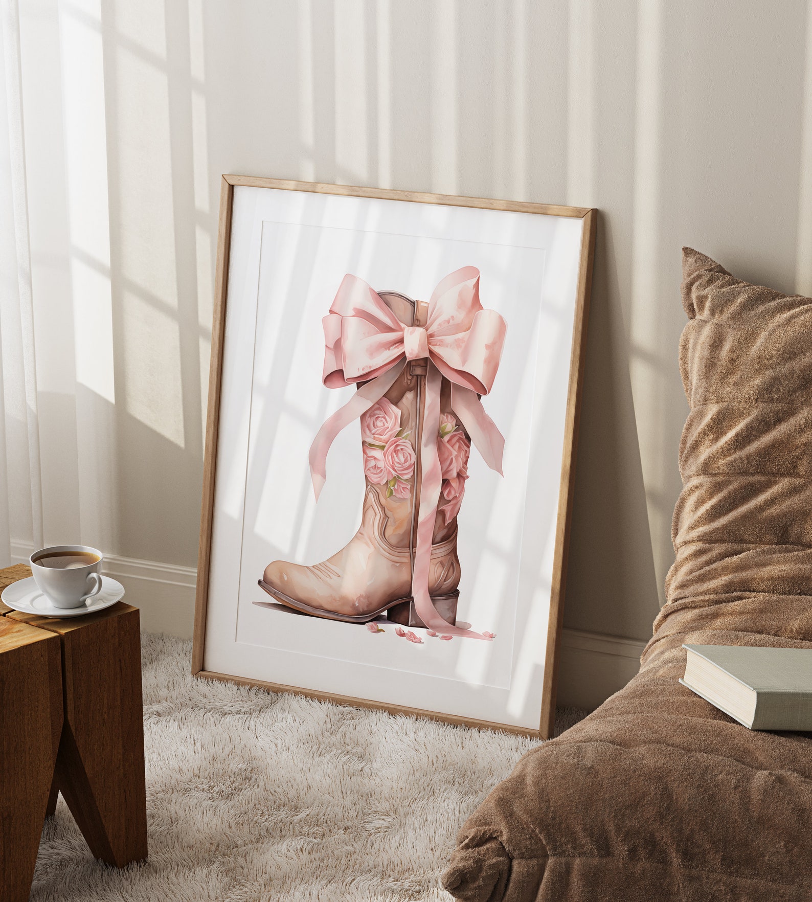 Coquette Cowgirl Boot Print | Pink Bow Dollette Soft Girl | Ballet Core ...