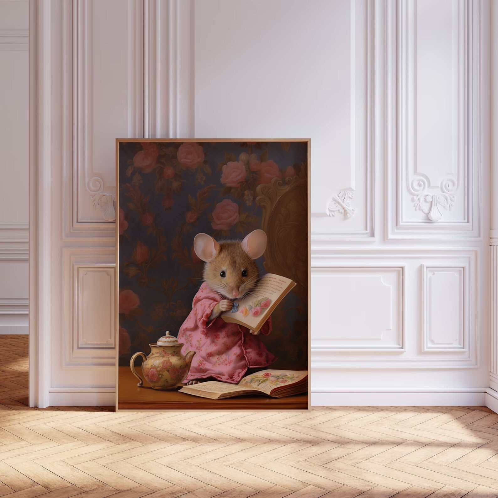 Coquette Mouse Print Cute Vintage Room Decor Victorian Tea Floral ...