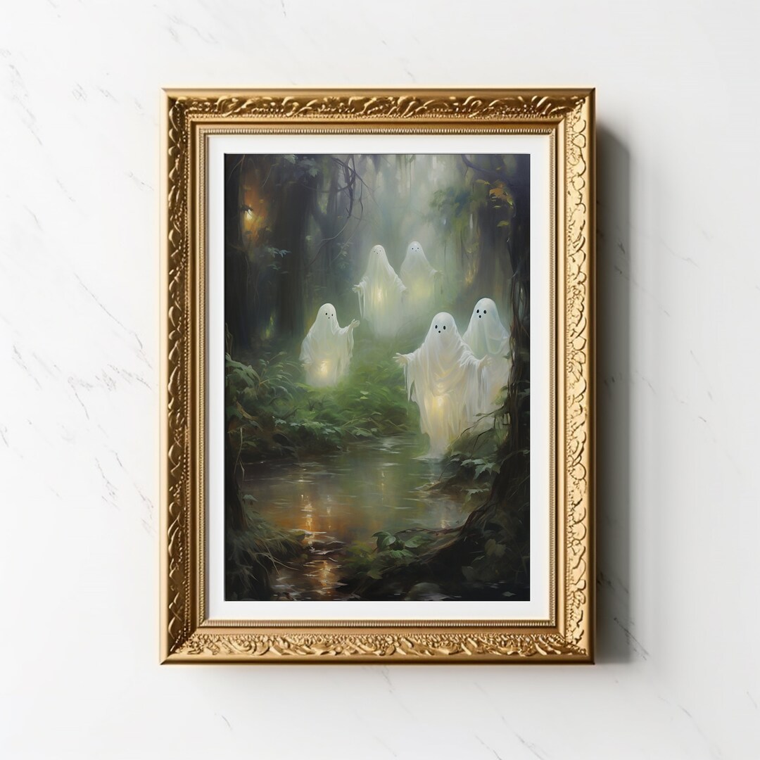 Ghosts in Whimsical Forest | Cottage Core Print | Vintage HALLOWEEN ...
